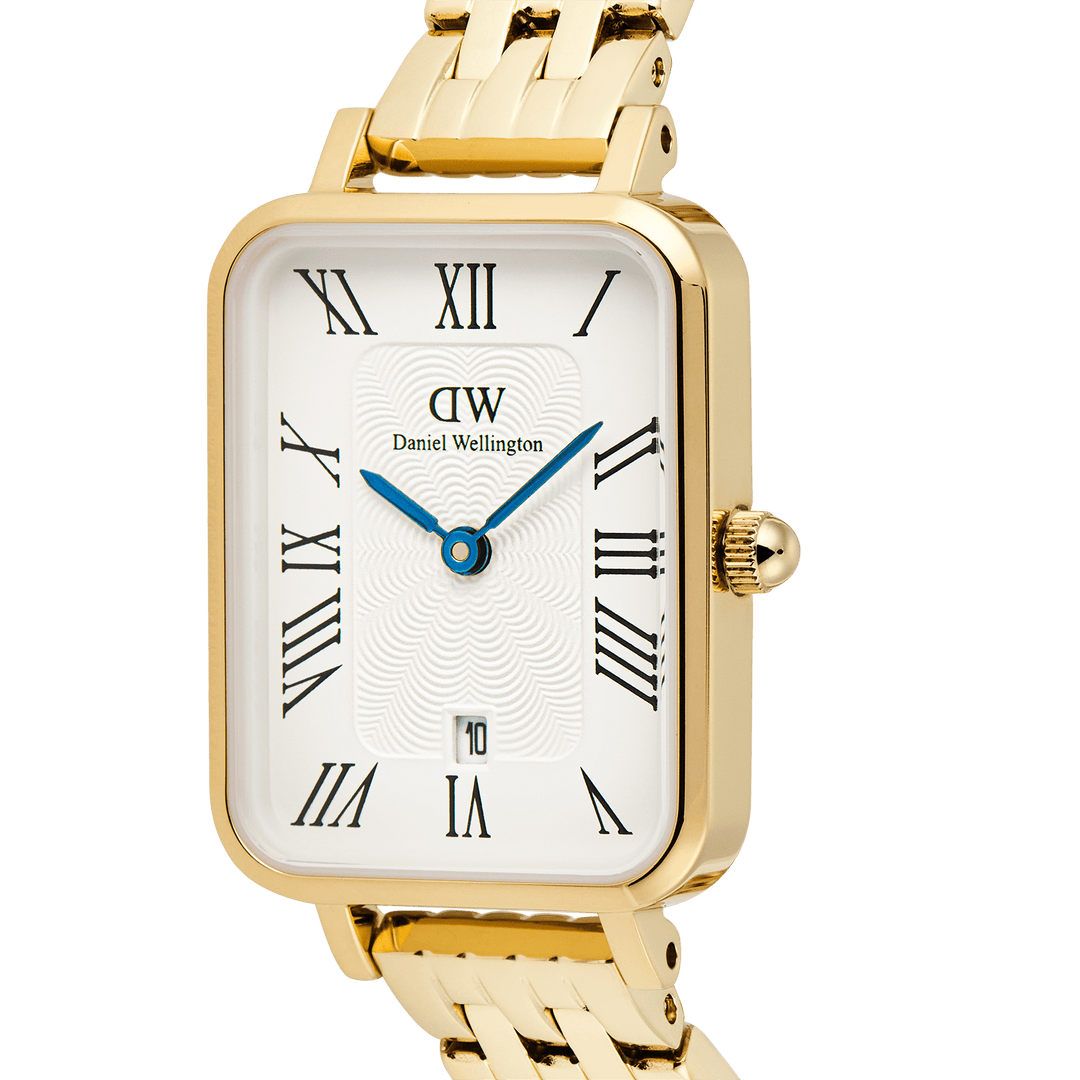 Daniel Wellington Quadro Roman Numerals Date 5-link Gold – The ...